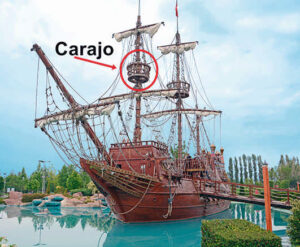 Irse al carajo, origen y significado, barcos, mástil, cofa, etimología